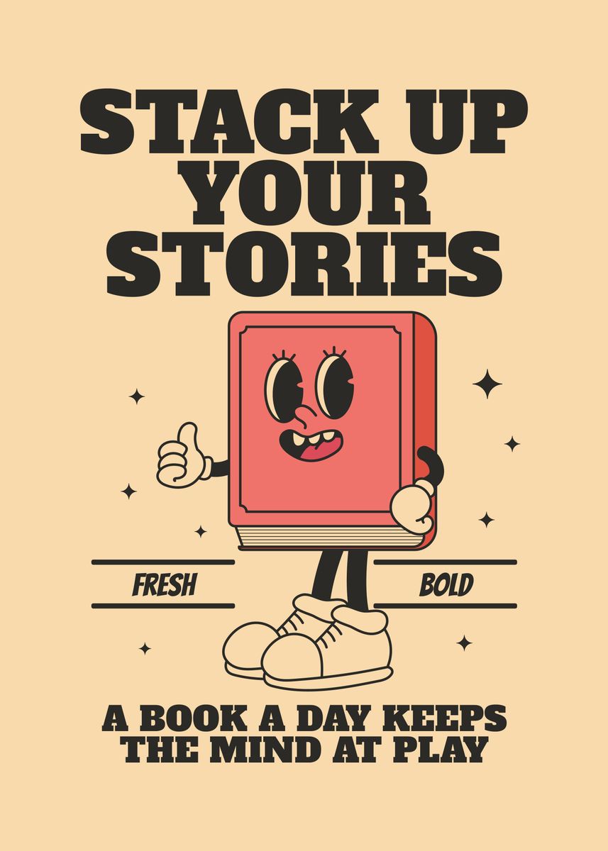 'Retro Cartoon Book Character' Poster, picture, metal print, paint by ...