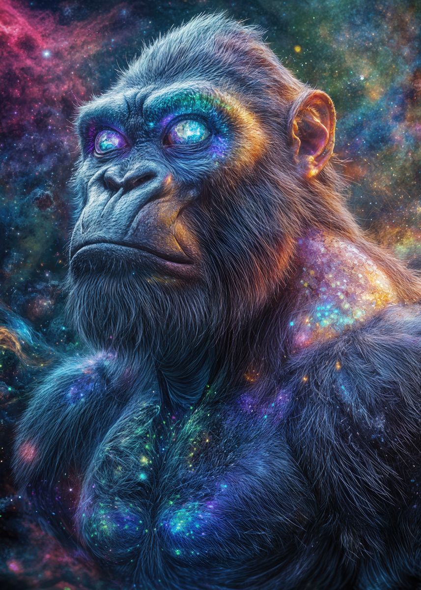 'Galactic Titan: The Cosmic Ape' Poster, picture, metal print, paint by ...