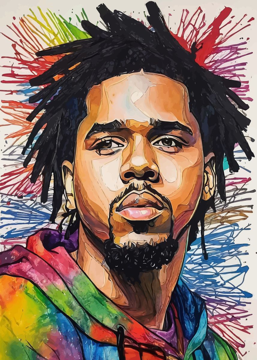 'J. Cole Pop Art' Poster, picture, metal print, paint by DEGUZMAN ...