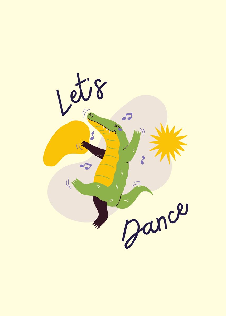'Dancing Crocodile Illustration' Poster, picture, metal print, paint by ...