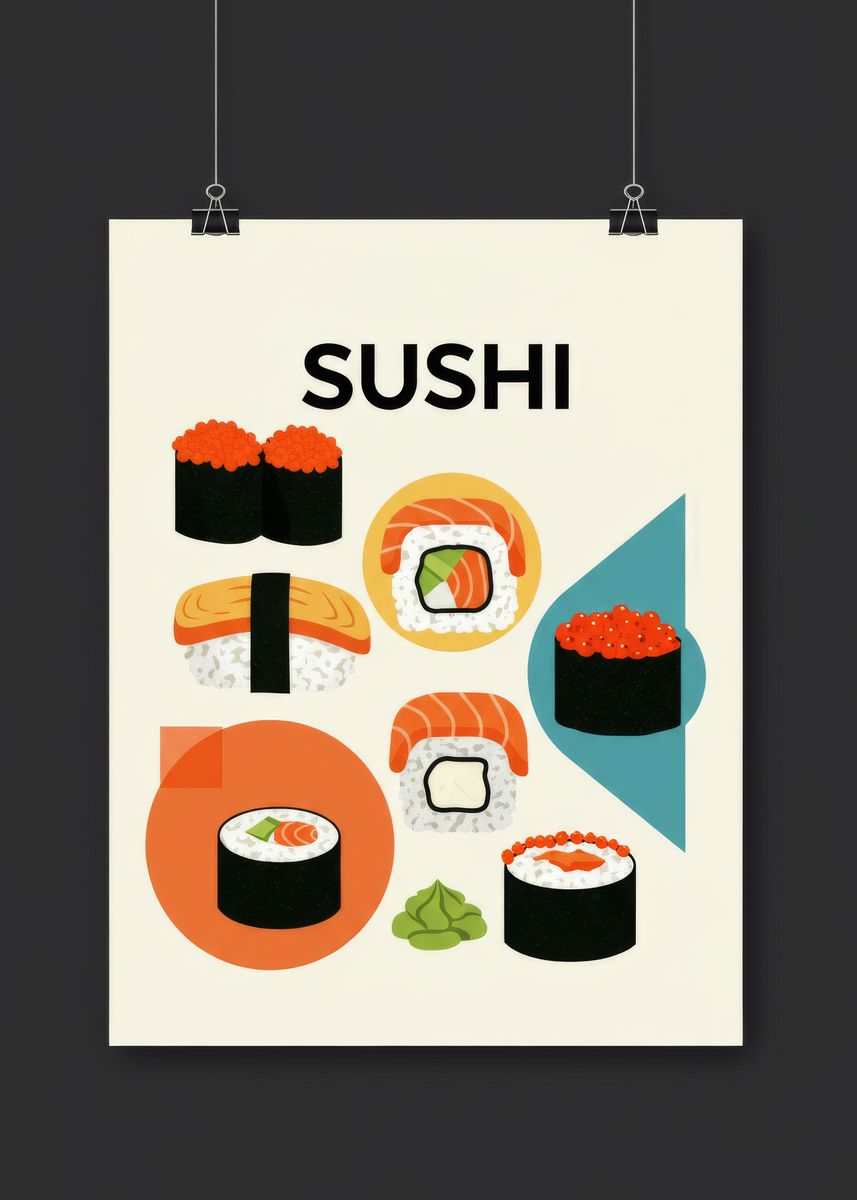 'Sushi Poster Print' Poster, picture, metal print, paint by urbanbuzz ...