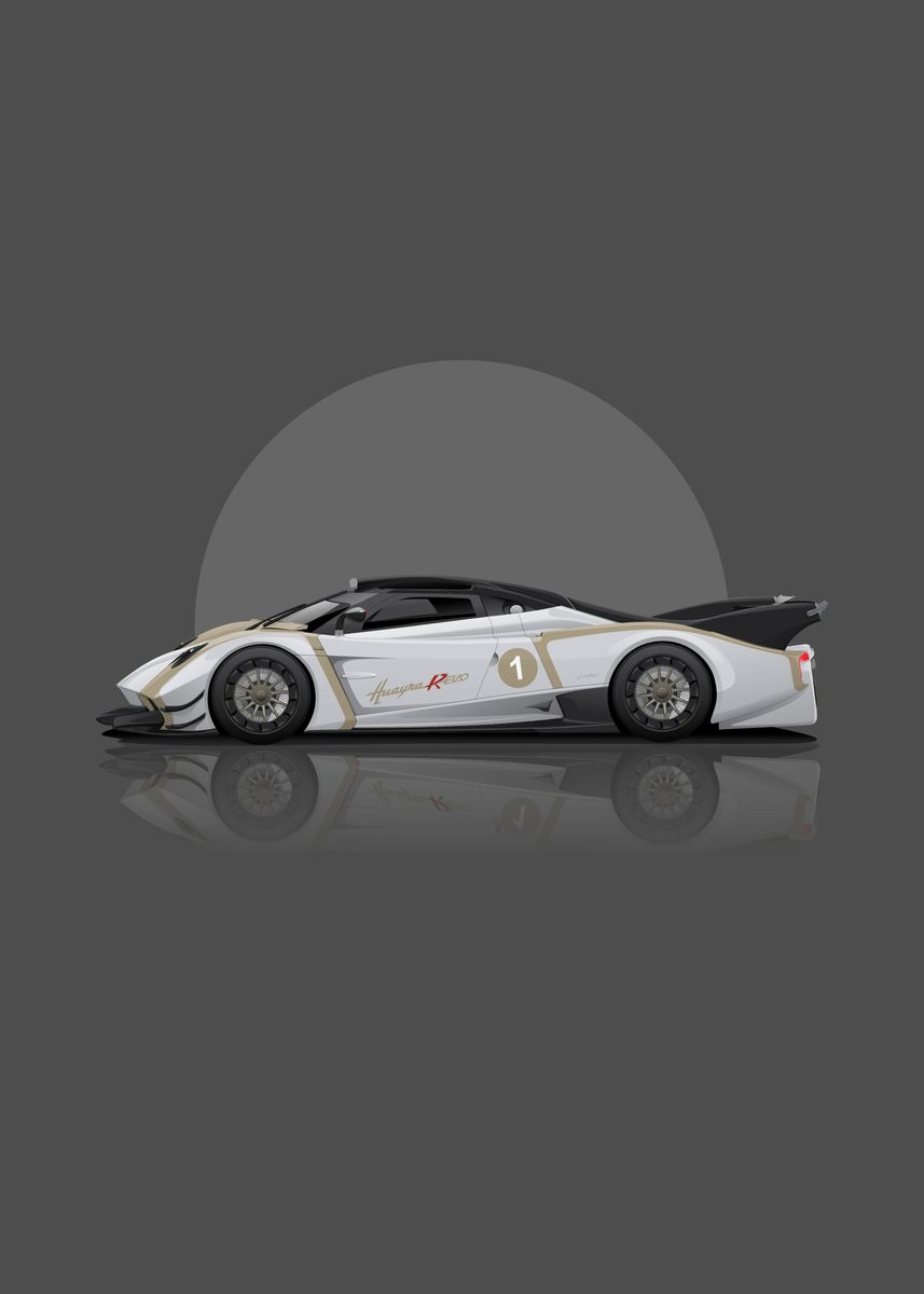 'Pagani Huayra R Race Car' Poster, picture, metal print, paint by Dodi ...