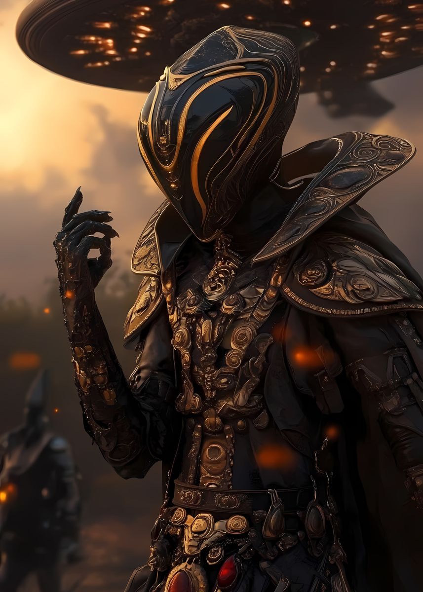 'Gold-Armored Ancient Alien' Poster, picture, metal print, paint by ...