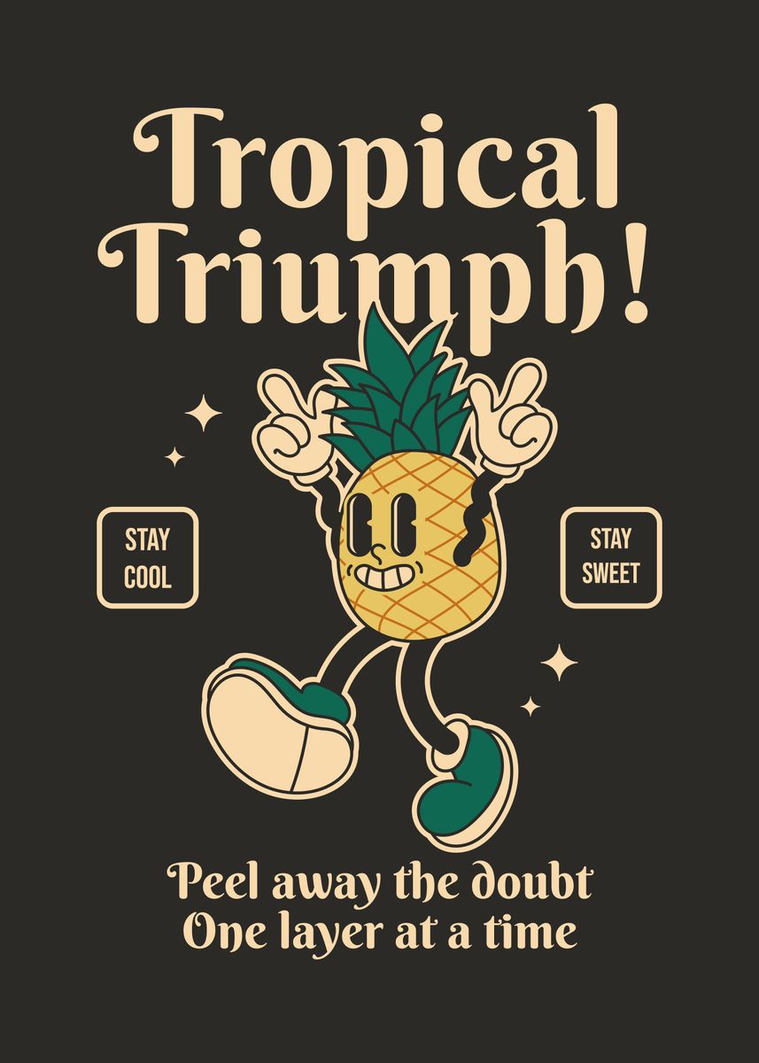 'Tropical Triumph Pineapple' Poster, picture, metal print, paint by ...