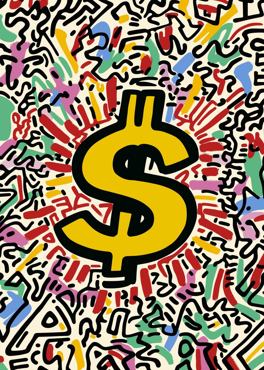 'Dollar Sign Pop Art Poster' Poster, picture, metal print, paint by ...