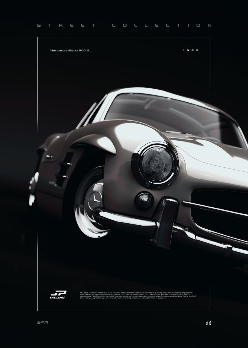 'Mercedes-Benz 300SL 1955' Poster, picture, metal print, paint by ...