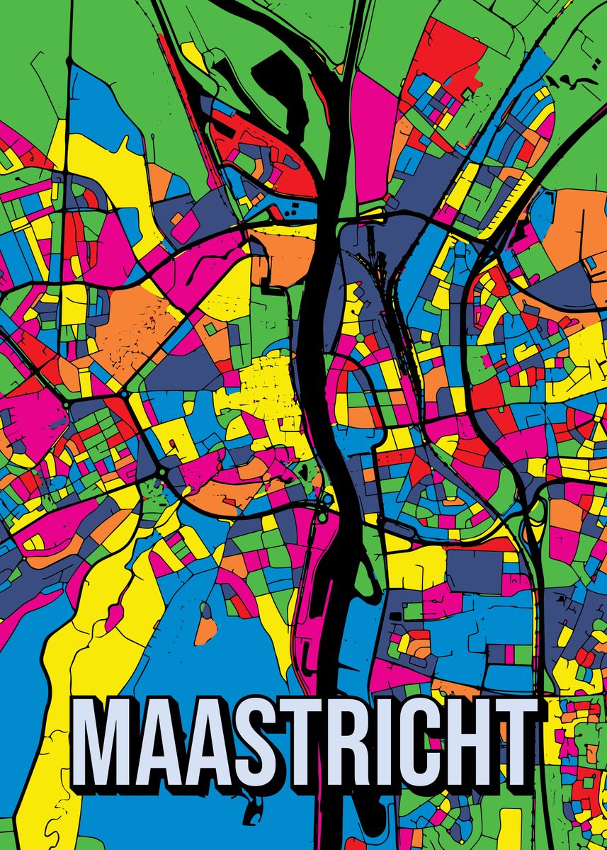 'Maastricht Netherlands Pop Art City Map' Poster, picture, metal print ...