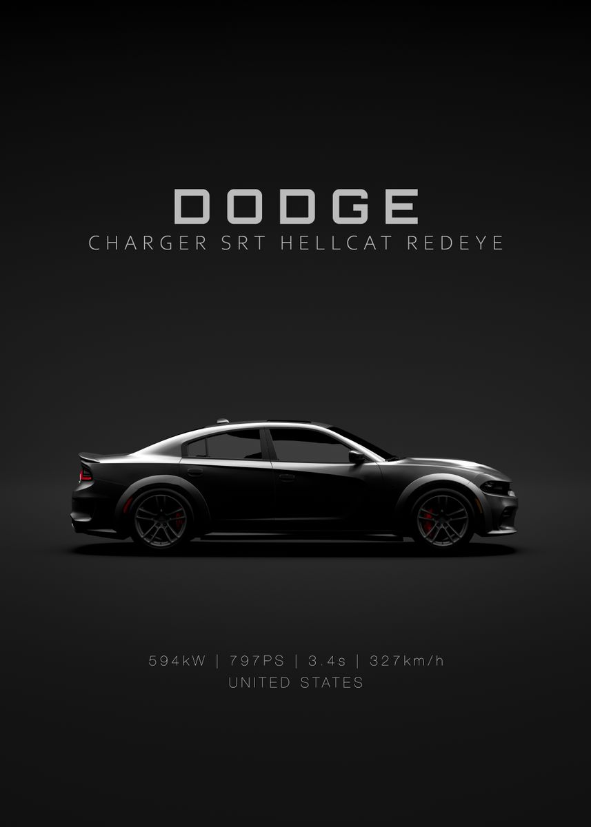 'Dodge Charger SRT Hellcat Redeye - Specs' Poster, picture, metal print ...