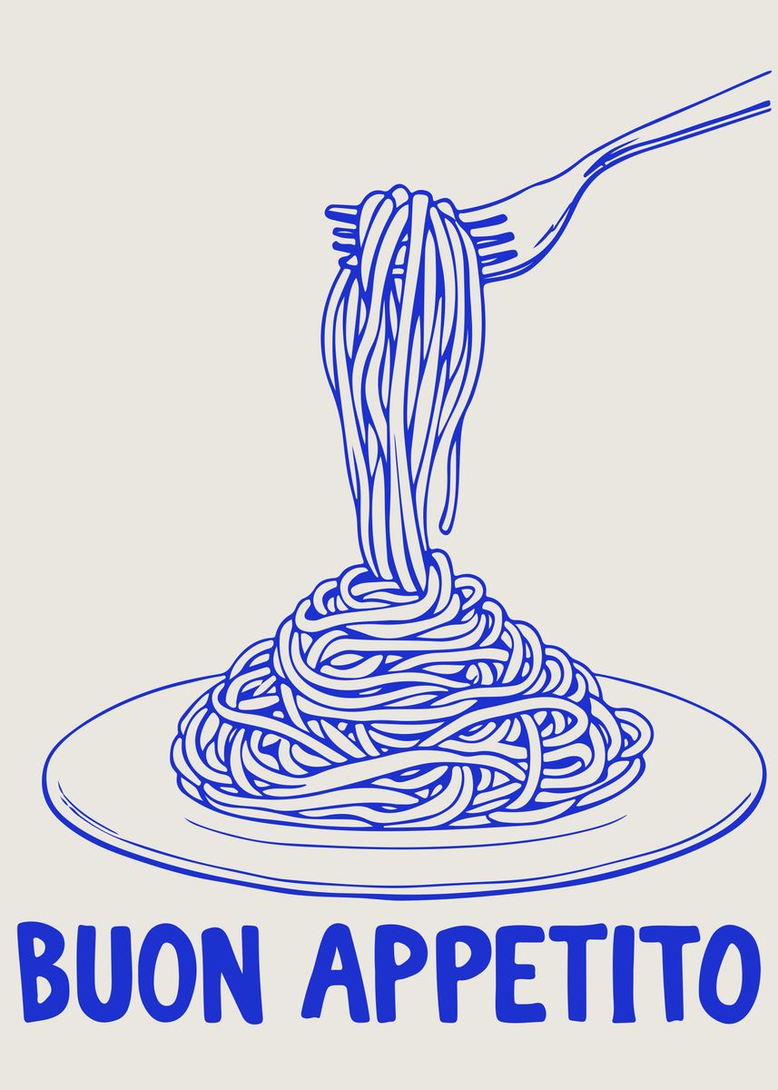 'Buon Appetito Spaghetti Pasta Kitchen Art' Poster, picture, metal ...
