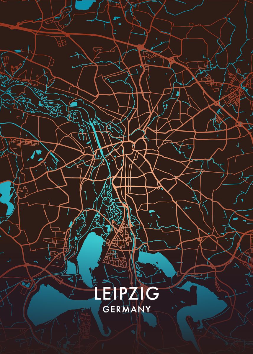 'Leipzig City Map' Poster, picture, metal print, paint by Miracle ...