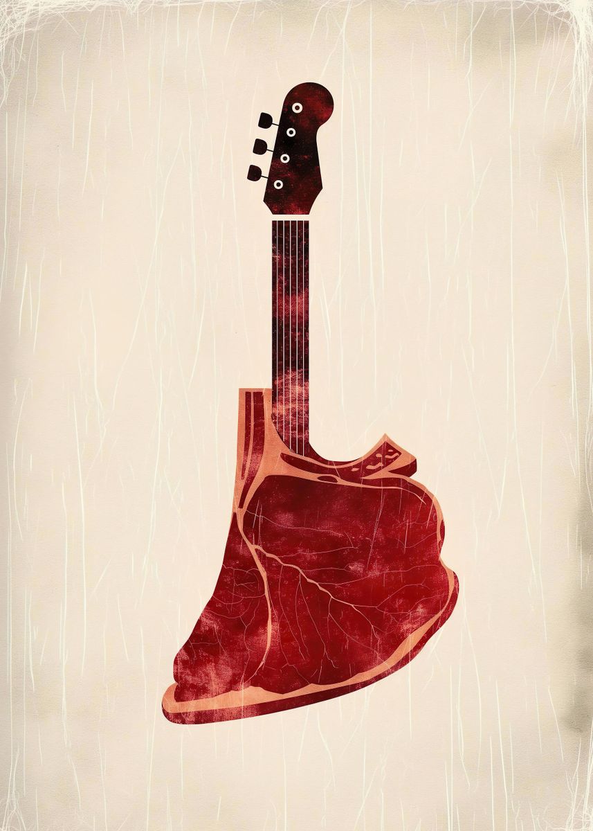 'Meat Guitar Music Food art' Poster, picture, metal print, paint by ...