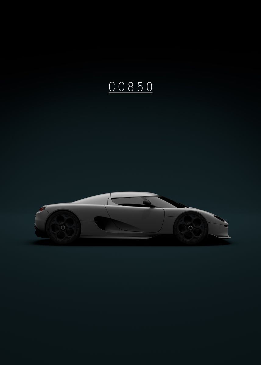 'Koenigsegg CC850 Grey Supercar Side View' Poster, picture, metal print ...