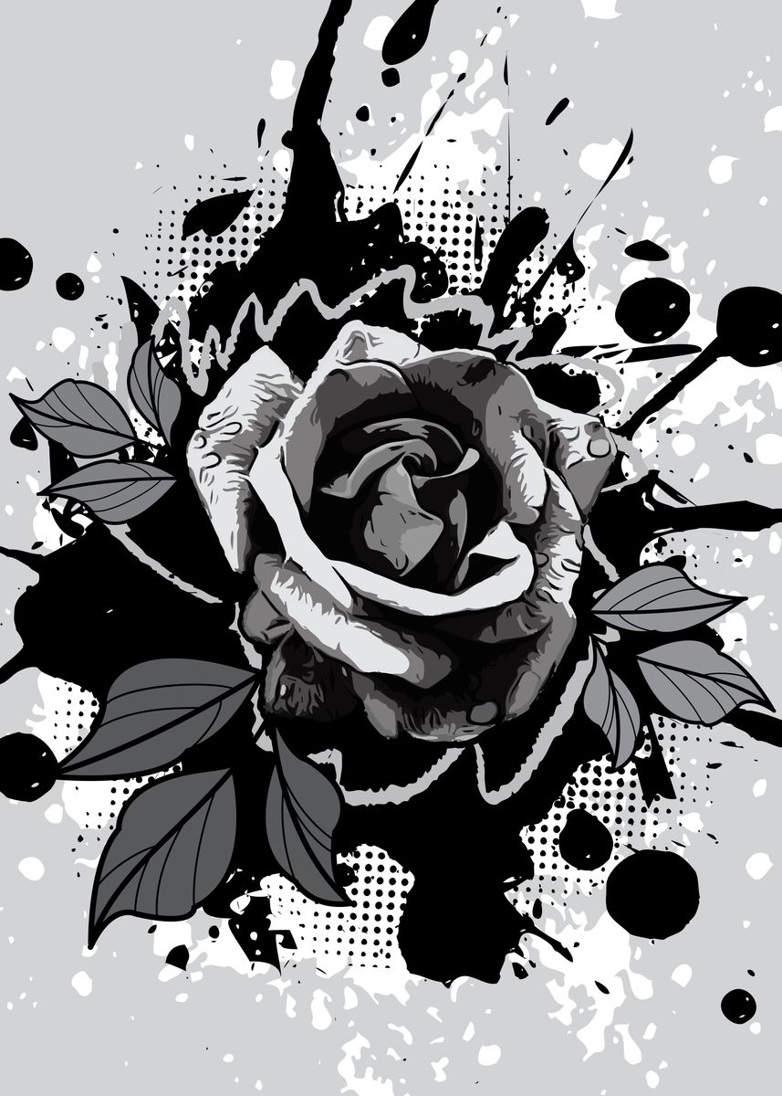 'Very Black Rose' Poster, picture, metal print, paint by Sima Sirus ...