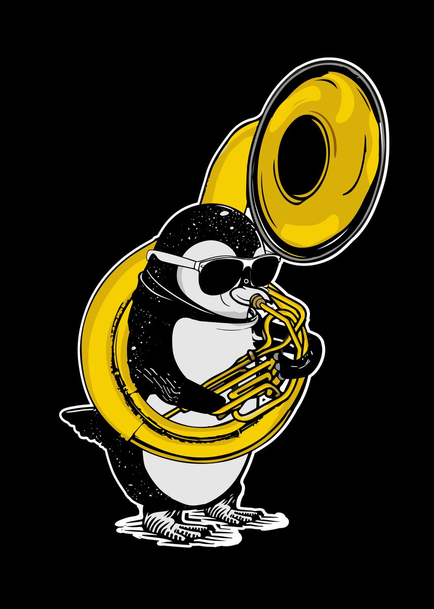 'Penguin Playing Sousaphone Marching Band Sousaphone' Poster, picture ...