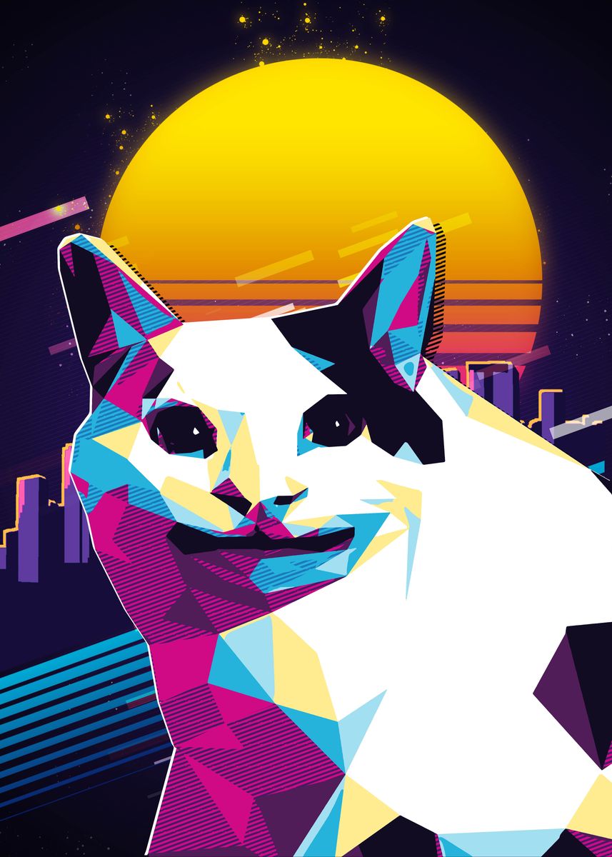 'polite cat meme' Poster, picture, metal print, paint by Lowpoly ...
