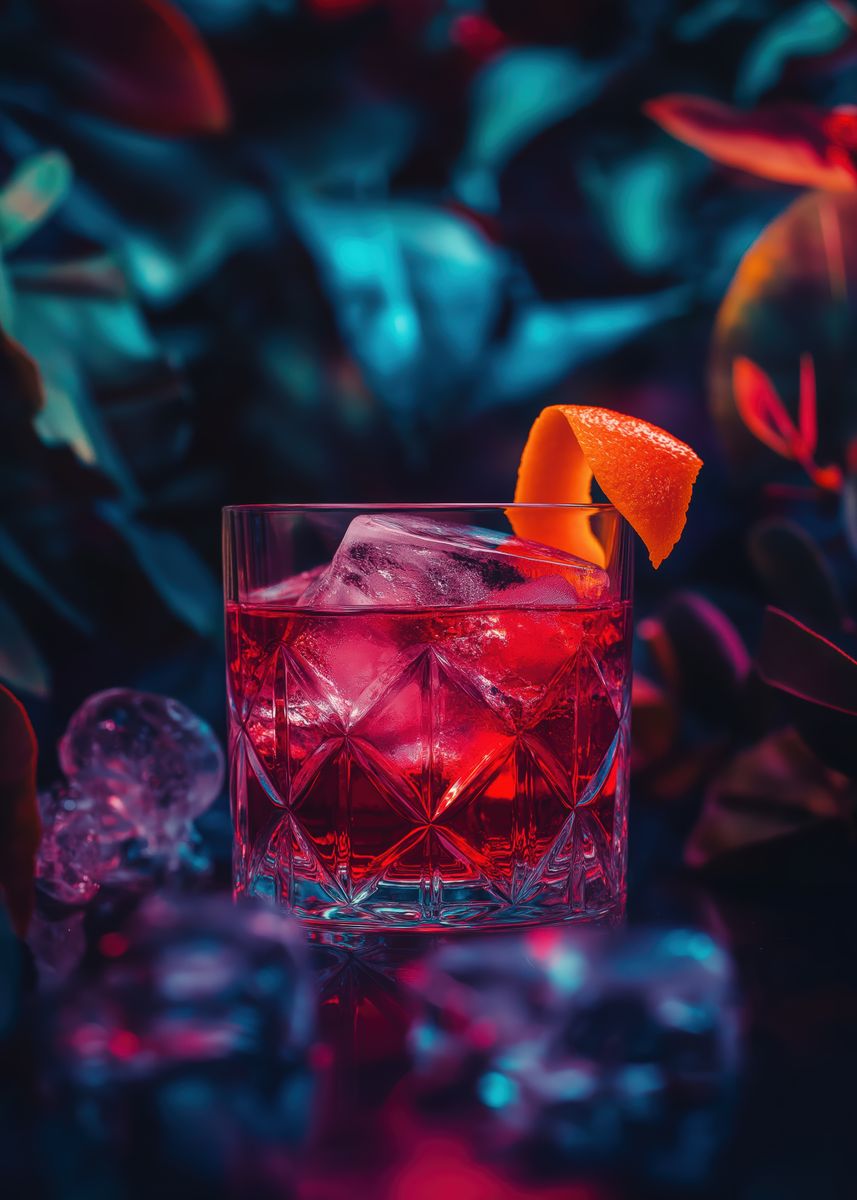 'Negroni Cocktail with Orange Peel' Poster, picture, metal print, paint ...