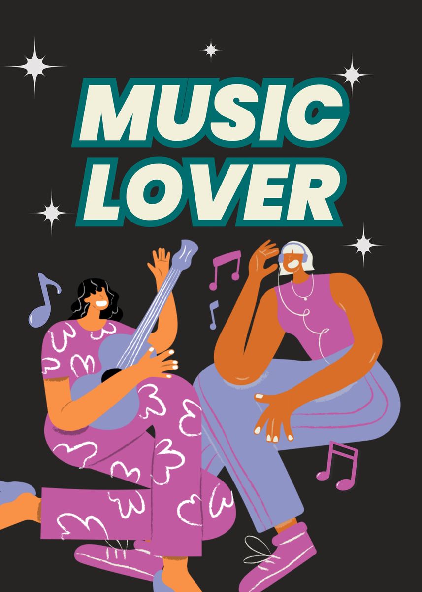 'Music Lover Illustration' Poster, picture, metal print, paint by ...