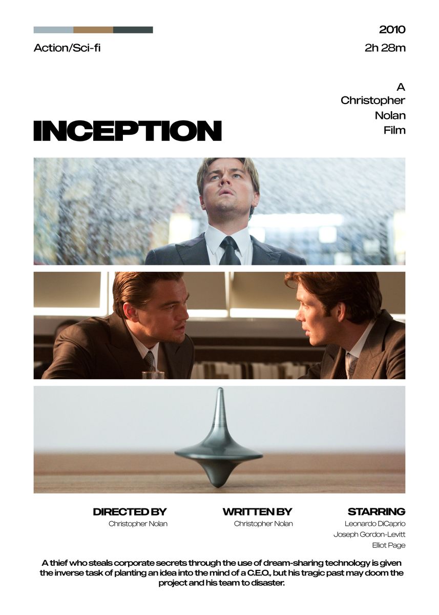 'Inception Movie Poster' Poster, picture, metal print, paint by ...