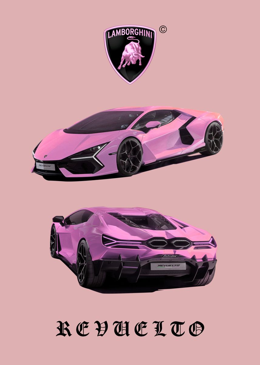 'Pink Lamborghini Revuelto' Poster, picture, metal print, paint by ...
