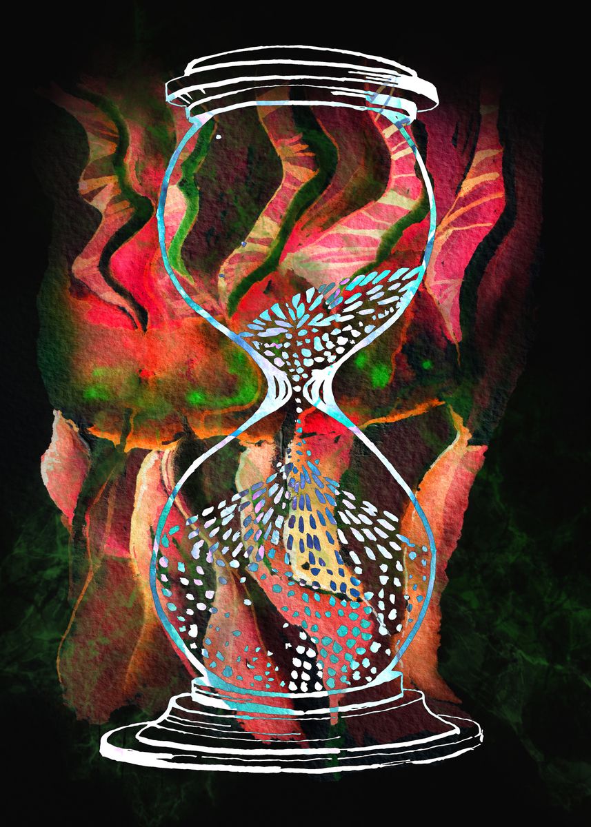 'The time and the Hourglass ' Poster, picture, metal print, paint by ...