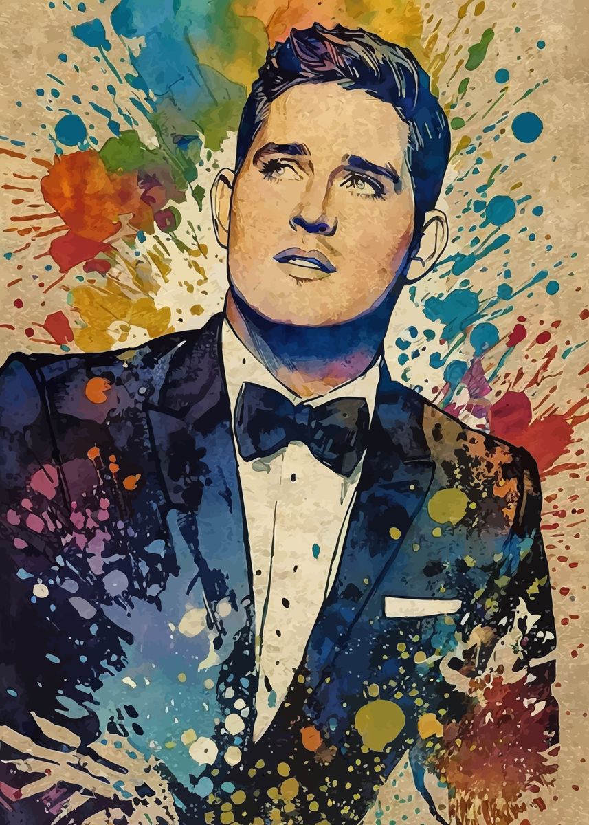 'Michael Buble Vintage Watercolor' Poster, picture, metal print, paint ...