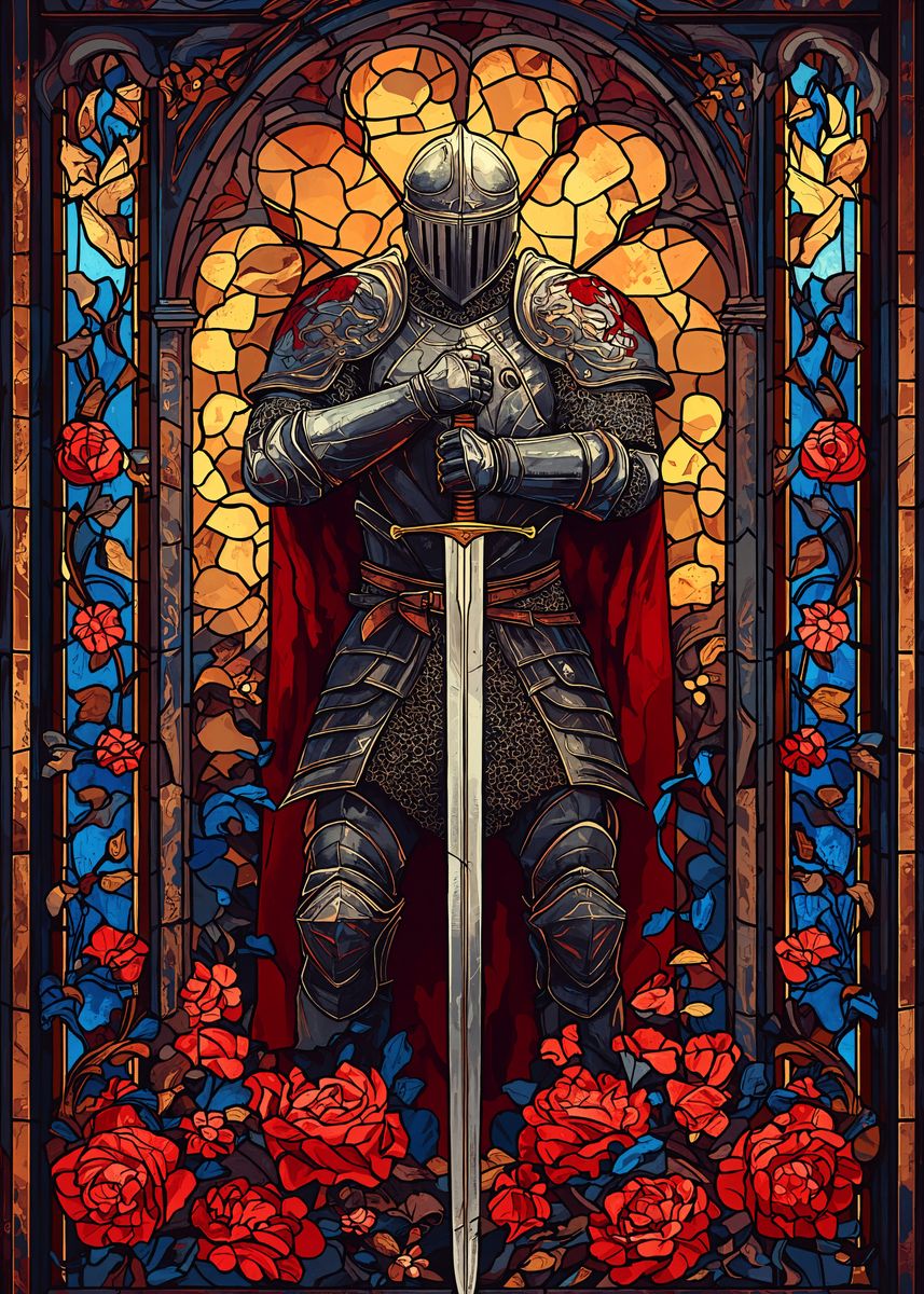'Stained Glass Knight' Poster, picture, metal print, paint by SuperNova ...
