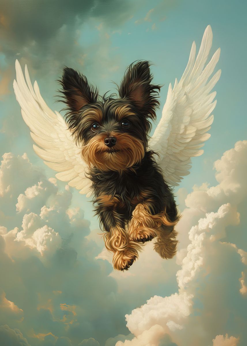 'Yorkshire Terrier Angel | Pet Memorial Tribute | Angel Dog' Poster ...