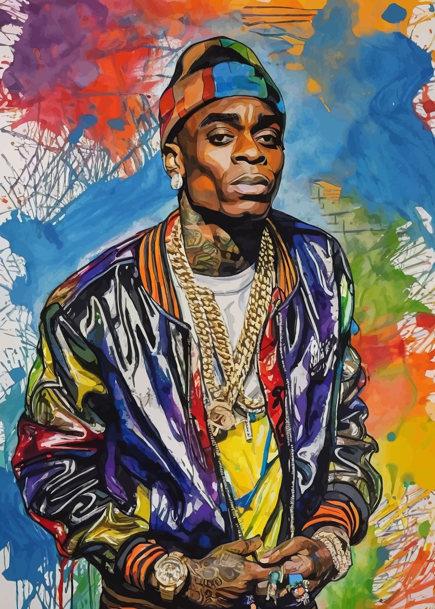 'Soulja Boy Rapper Portrait Watercolor' Poster, picture, metal print ...
