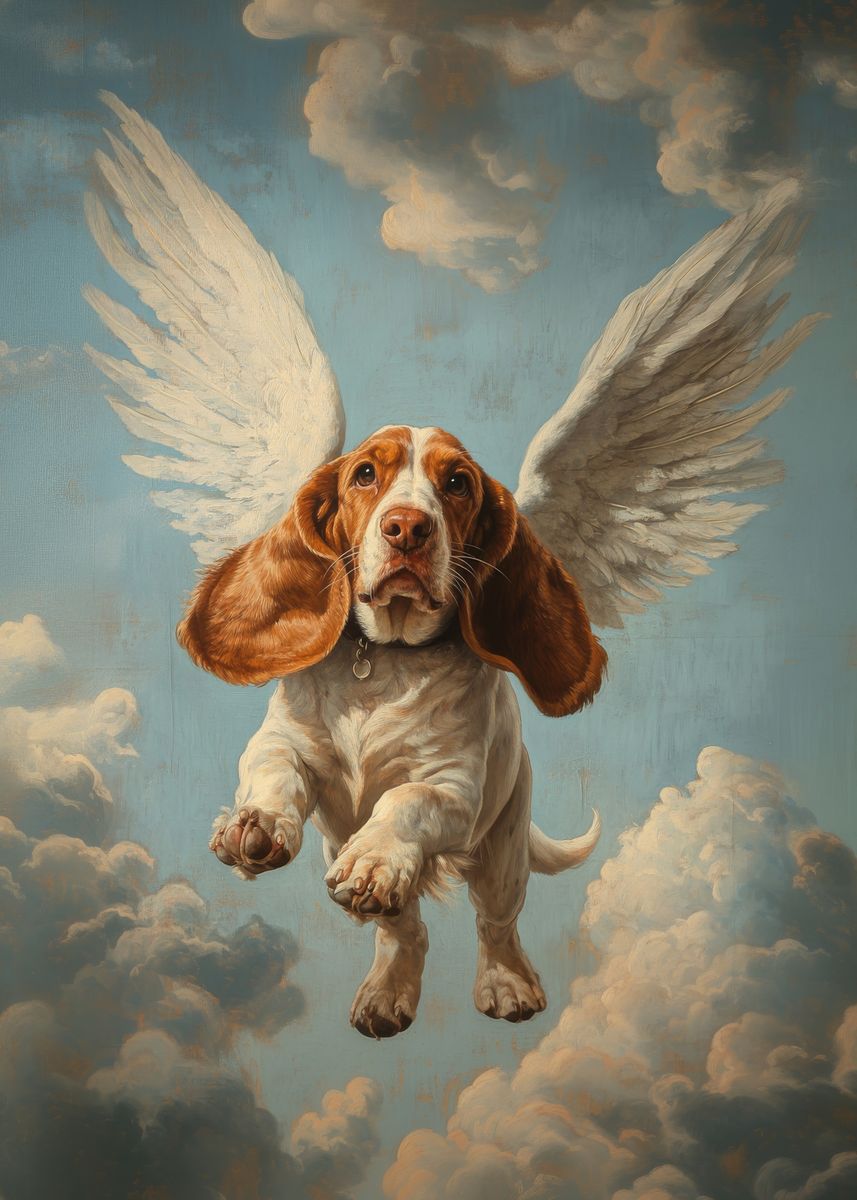 'Basset Hound Angel | Pet Loss Remembrance Art | Basset Hound with ...