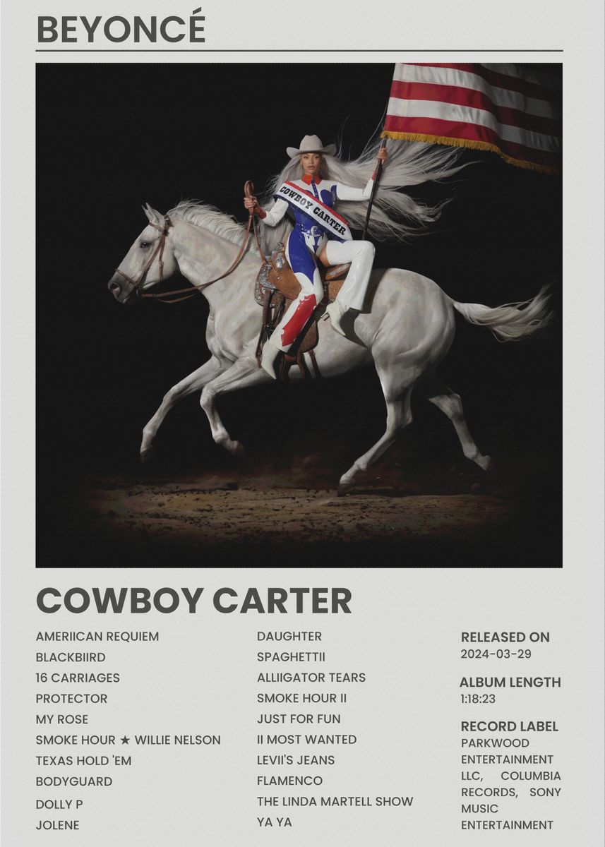 'Beyoncé Cowboy Carter Album Cover' Poster, picture, metal print, paint ...