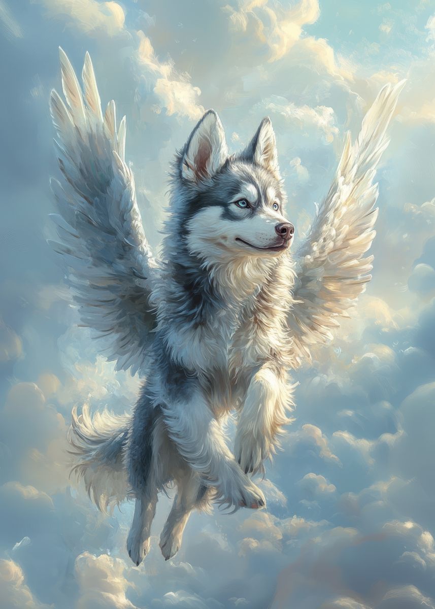 'Husky with Angel Wings | Majestic Pet TributeFlying | Husky with Wings ...