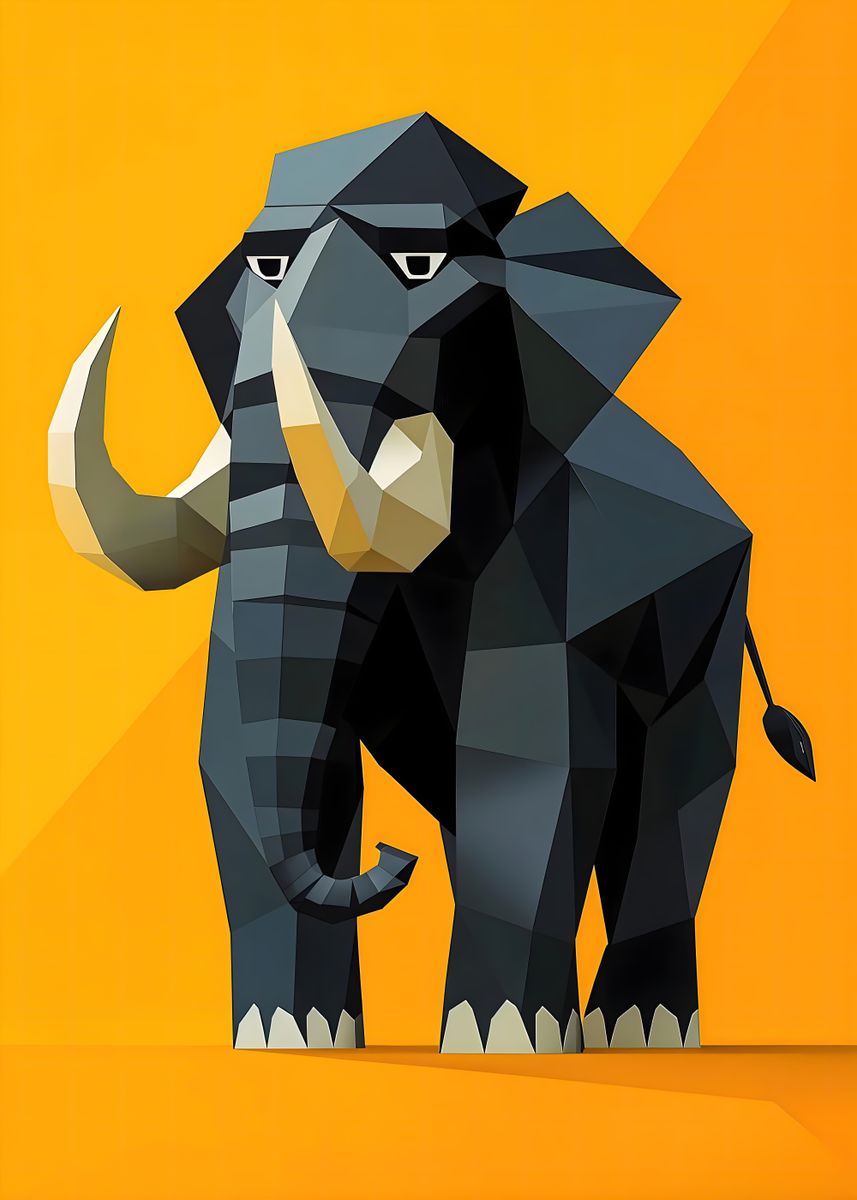 'Low Poly Mammoth Art' Poster, picture, metal print, paint by Wall ...