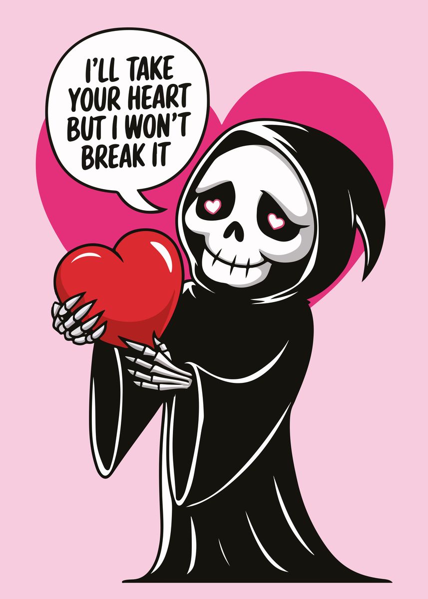 'Grim Reaper Valentine's Day' Poster, picture, metal print, paint by ...
