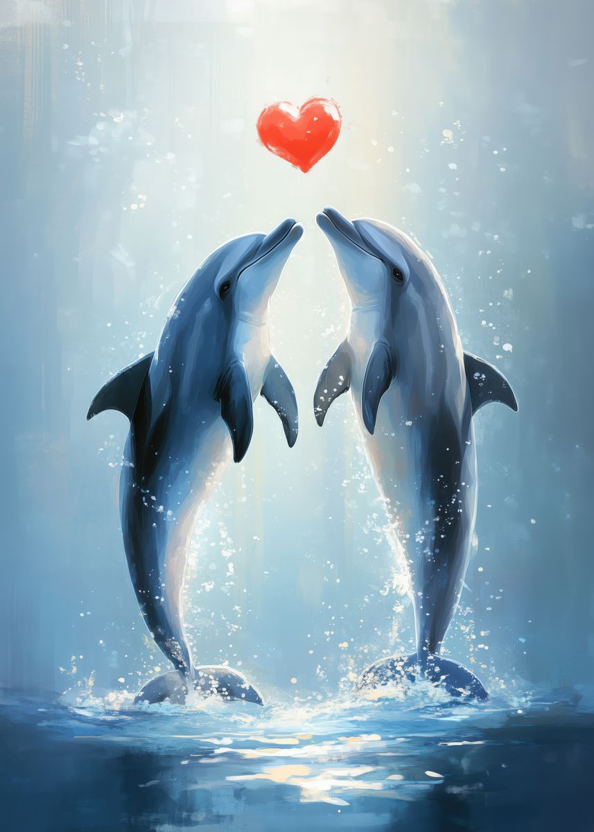 'Dolphin Love' Poster, picture, metal print, paint by Design Splash ...