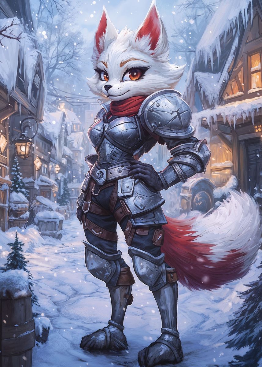 'Fox Knight in Winter' Poster, picture, metal print, paint by ...
