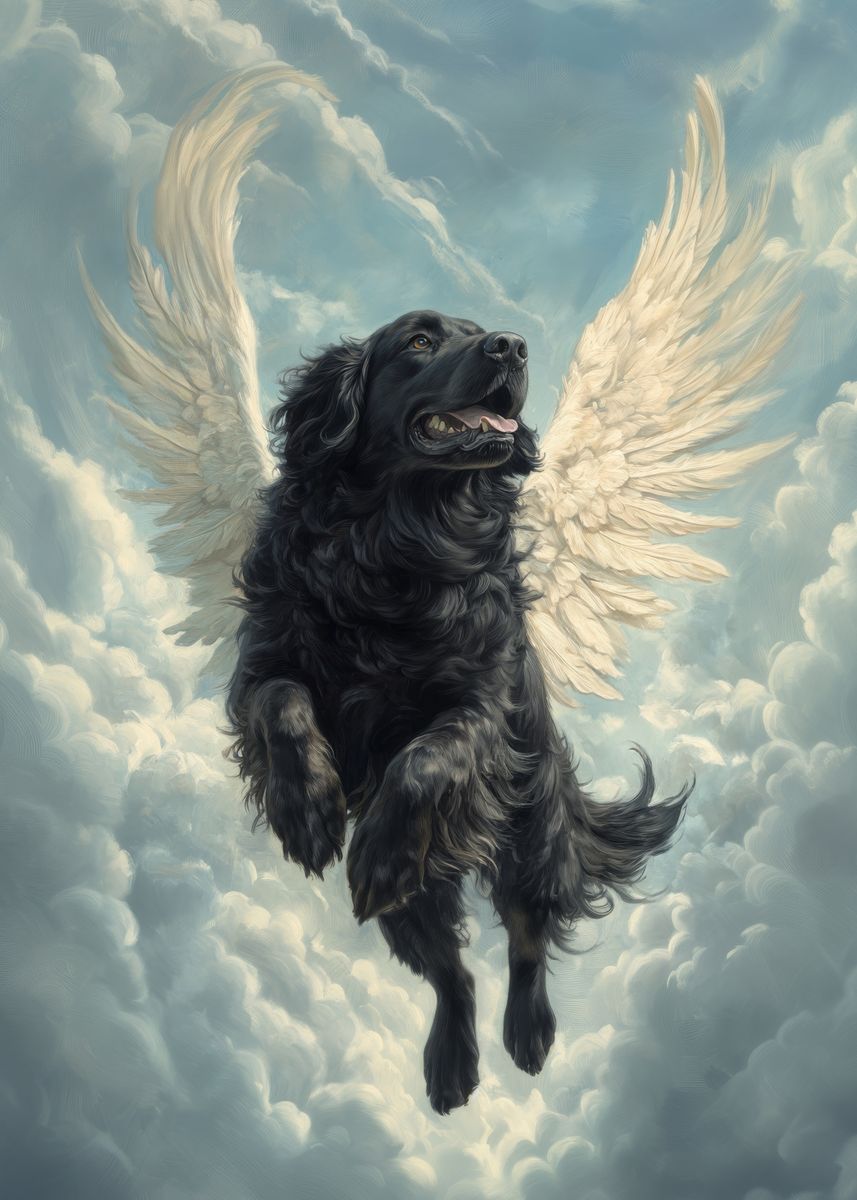 'Newfoundland Dog with Angel Wings | Gentle Giant Memorial Print ...