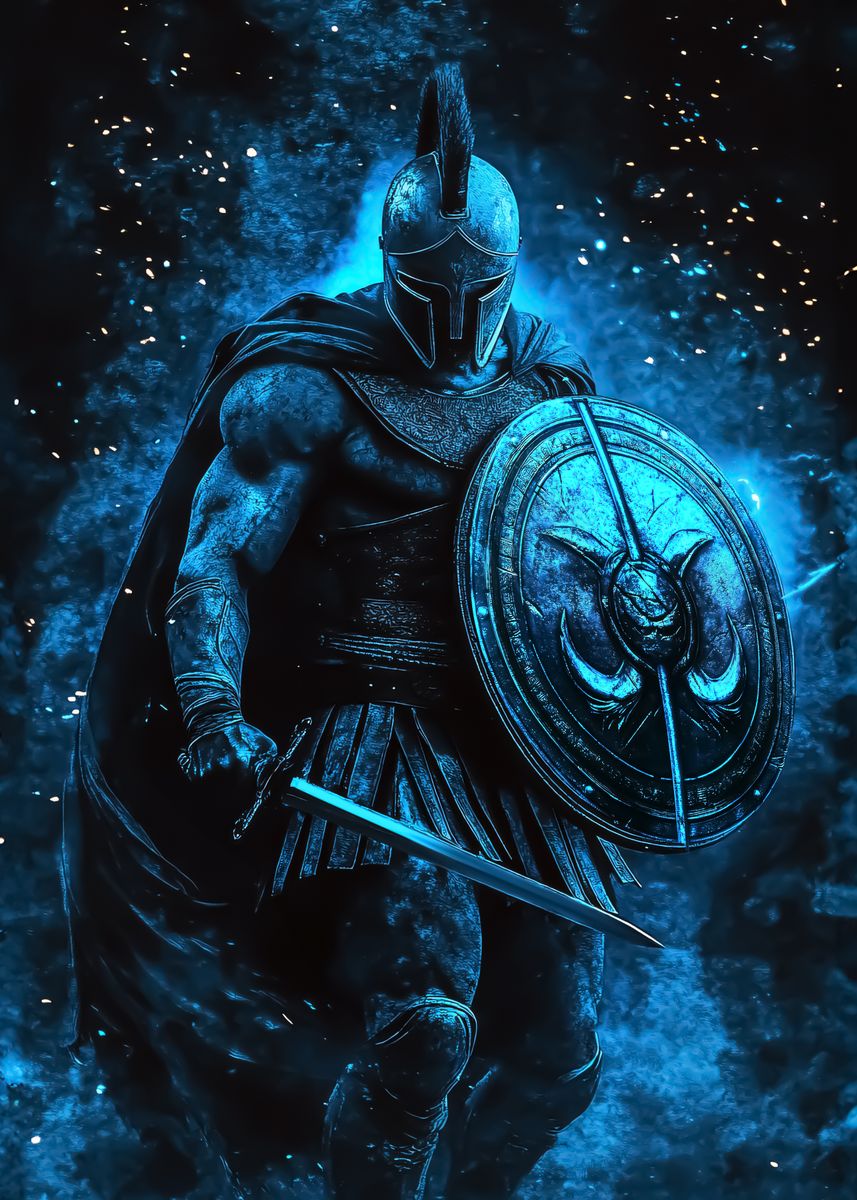 'Spartan Warrior' Poster, picture, metal print, paint by Leoni | Displate