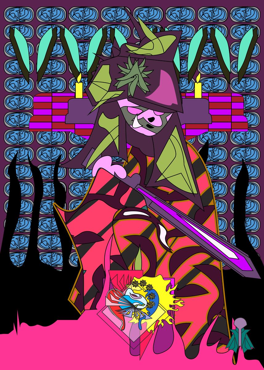 'Warrior in Geometric Armor' Poster, picture, metal print, paint by ...