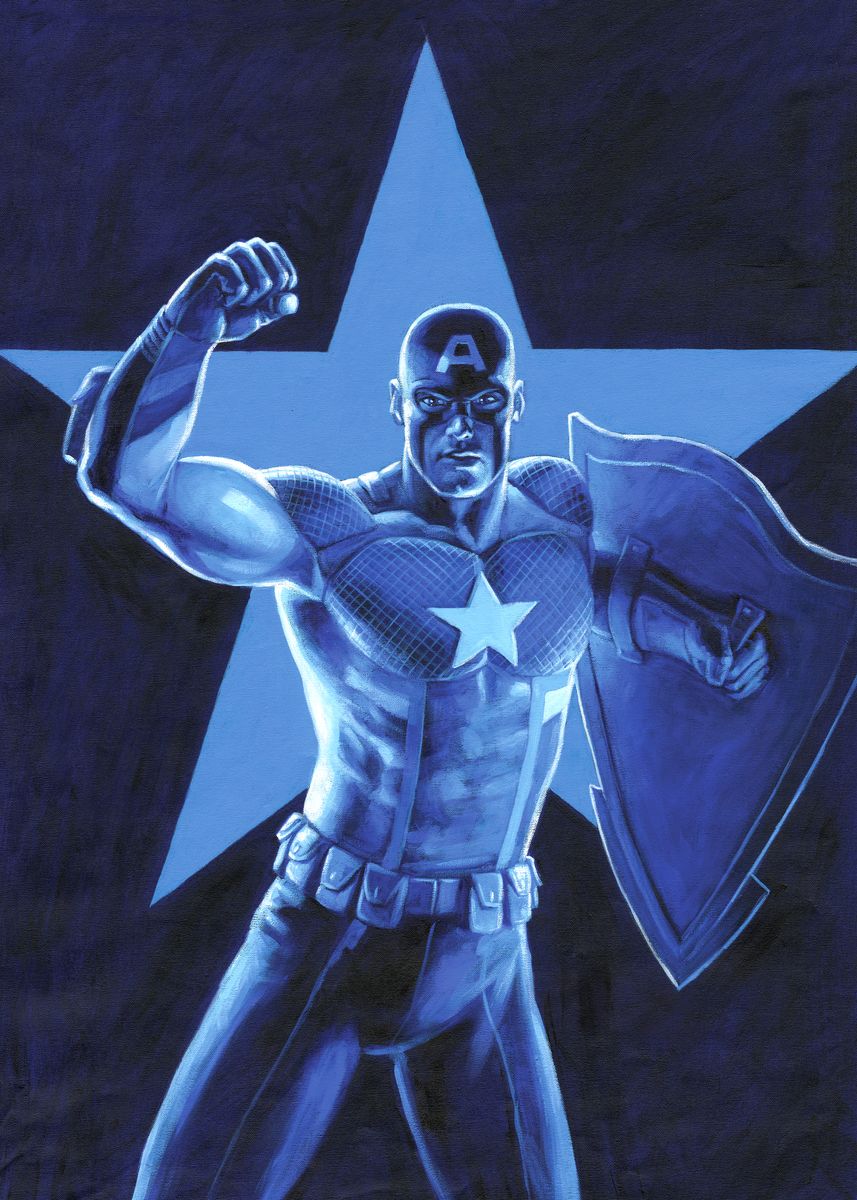 'Captain America Blue' Poster, picture, metal print, paint by Marvel ...
