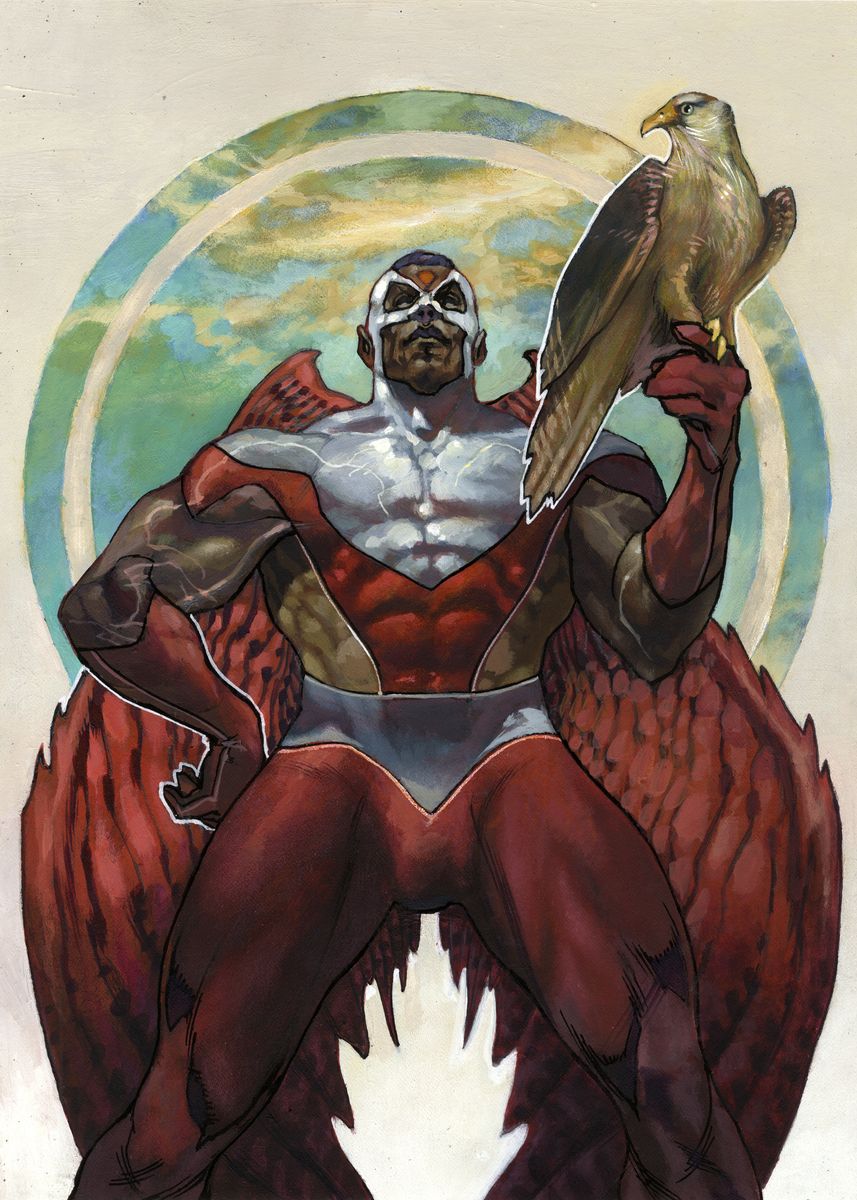 'Epic Falcon Pose' Poster, picture, metal print, paint by Marvel | Displate
