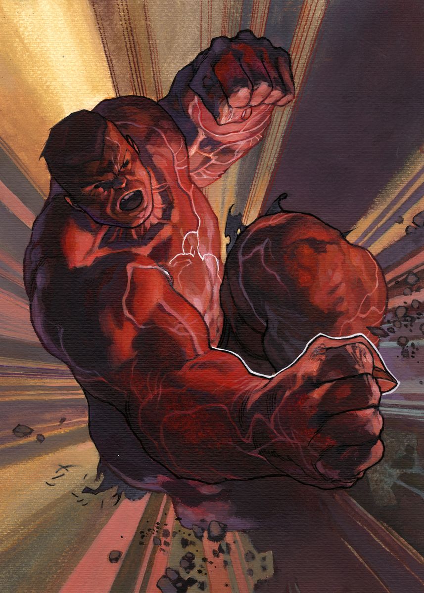 'Red Hulk Power' Poster, picture, metal print, paint by Marvel | Displate