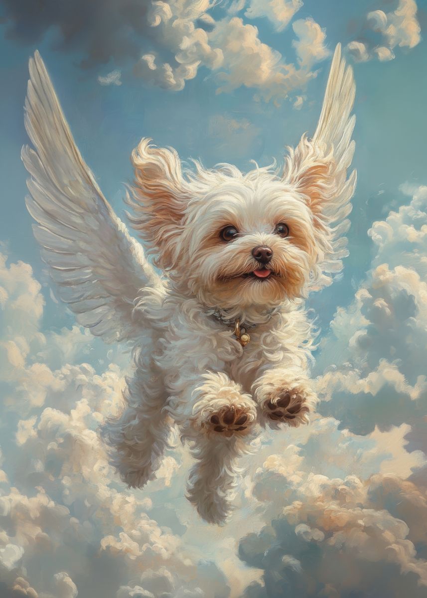 'Maltese Dog with Angel Wings | Pet Sympathy Gift | Dog with Wings ...