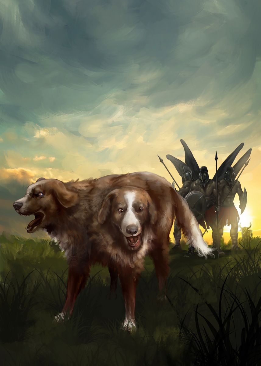 'Orthrus, the Guardian of Geryon’s Farm' Poster, picture, metal print ...