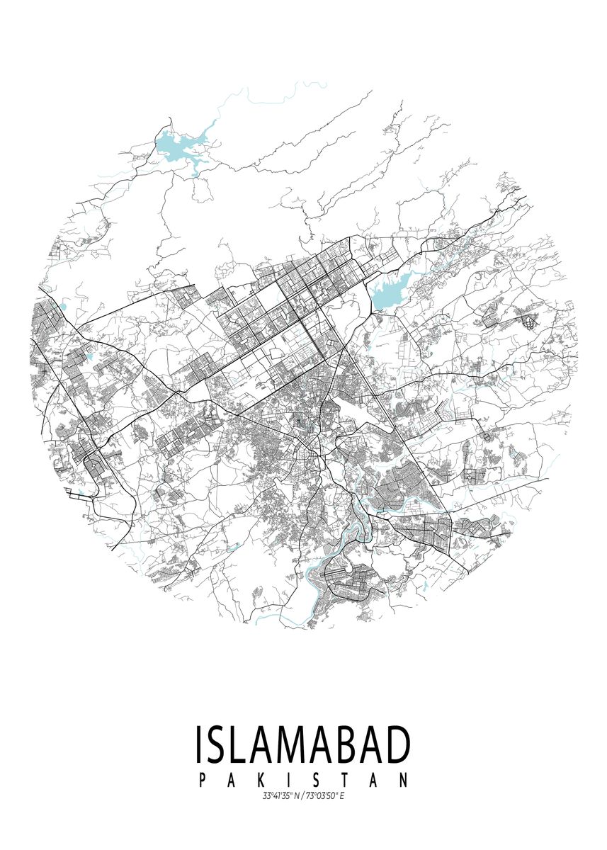 'Islamabad City Map Pakistan Circle' Poster, picture, metal print ...
