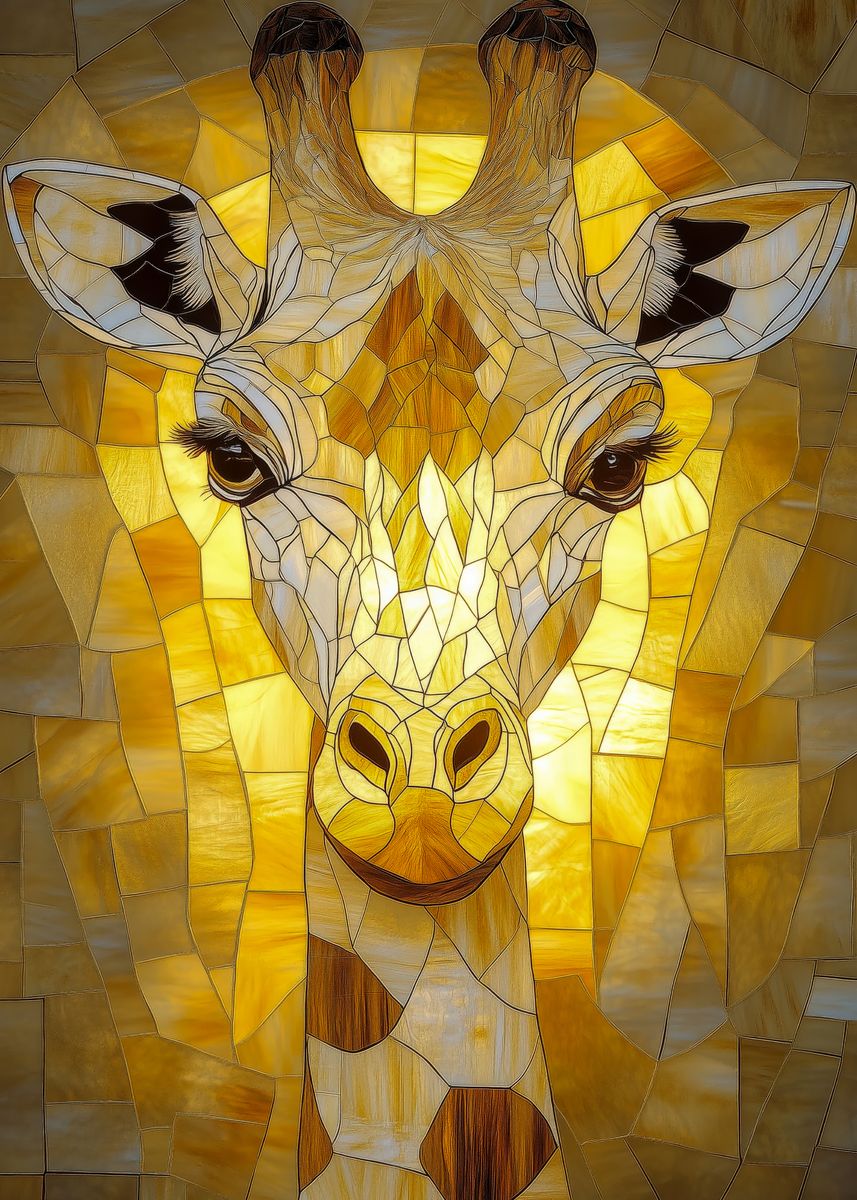'Stained Glass Giraffe' Poster, picture, metal print, paint by Golden ...