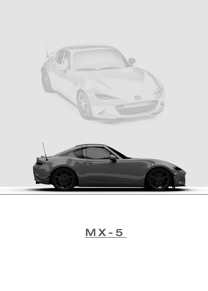 'Mazda MX-5 Side View' Poster, picture, metal print, paint by 21 MXM ...