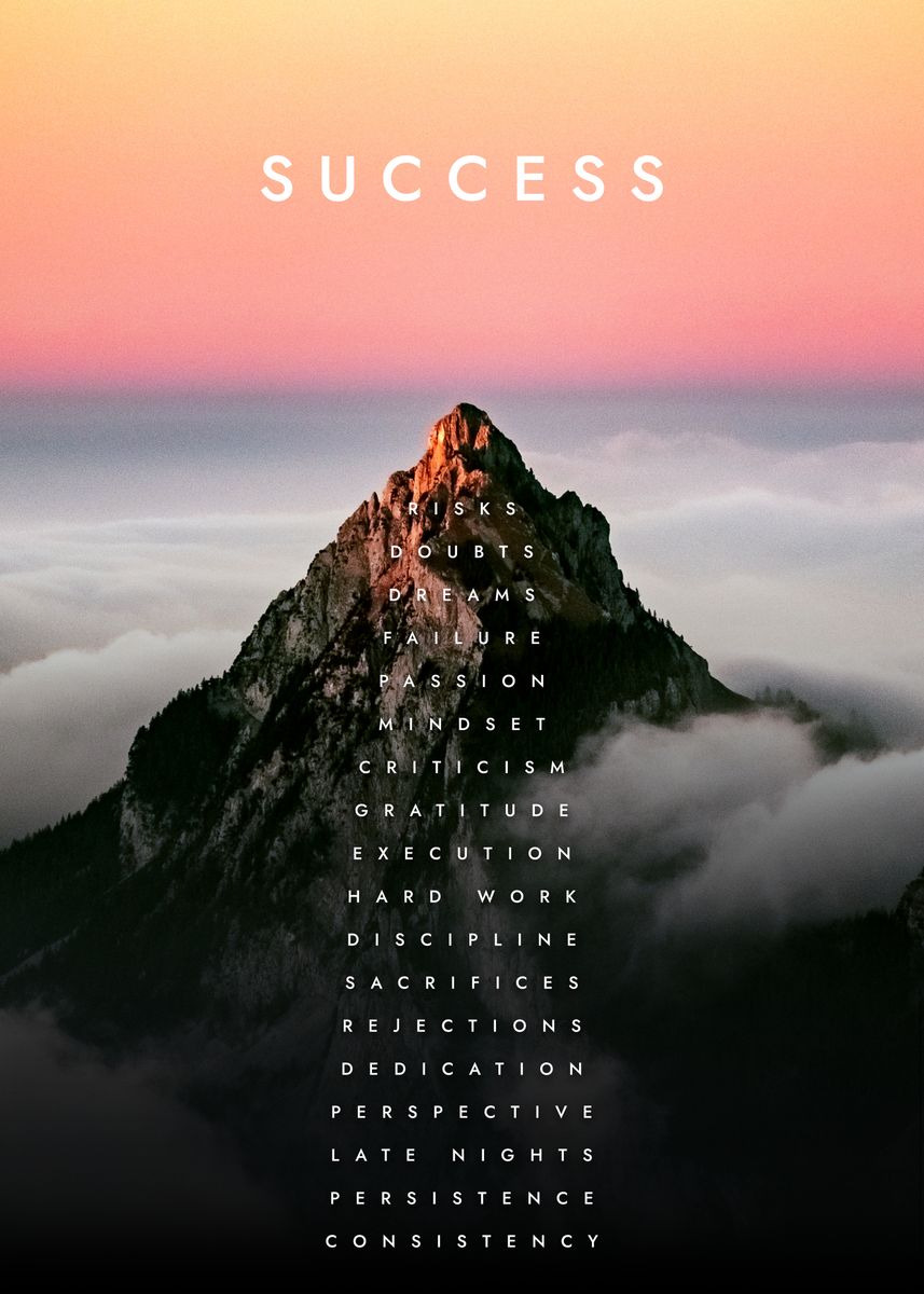 'Success Mountain' Poster, picture, metal print, paint by Five Senses ...