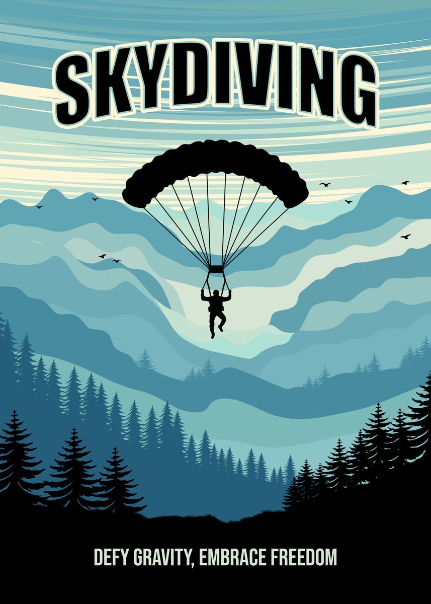 'Skydiving Poster' Poster, picture, metal print, paint by taofik ...