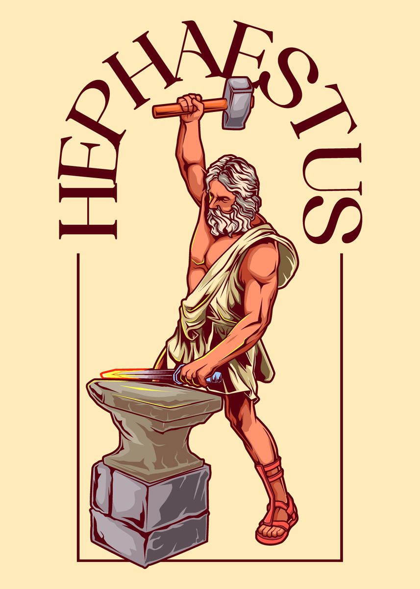 'Hephaestus, Greek God of Fire' Poster, picture, metal print, paint by ...
