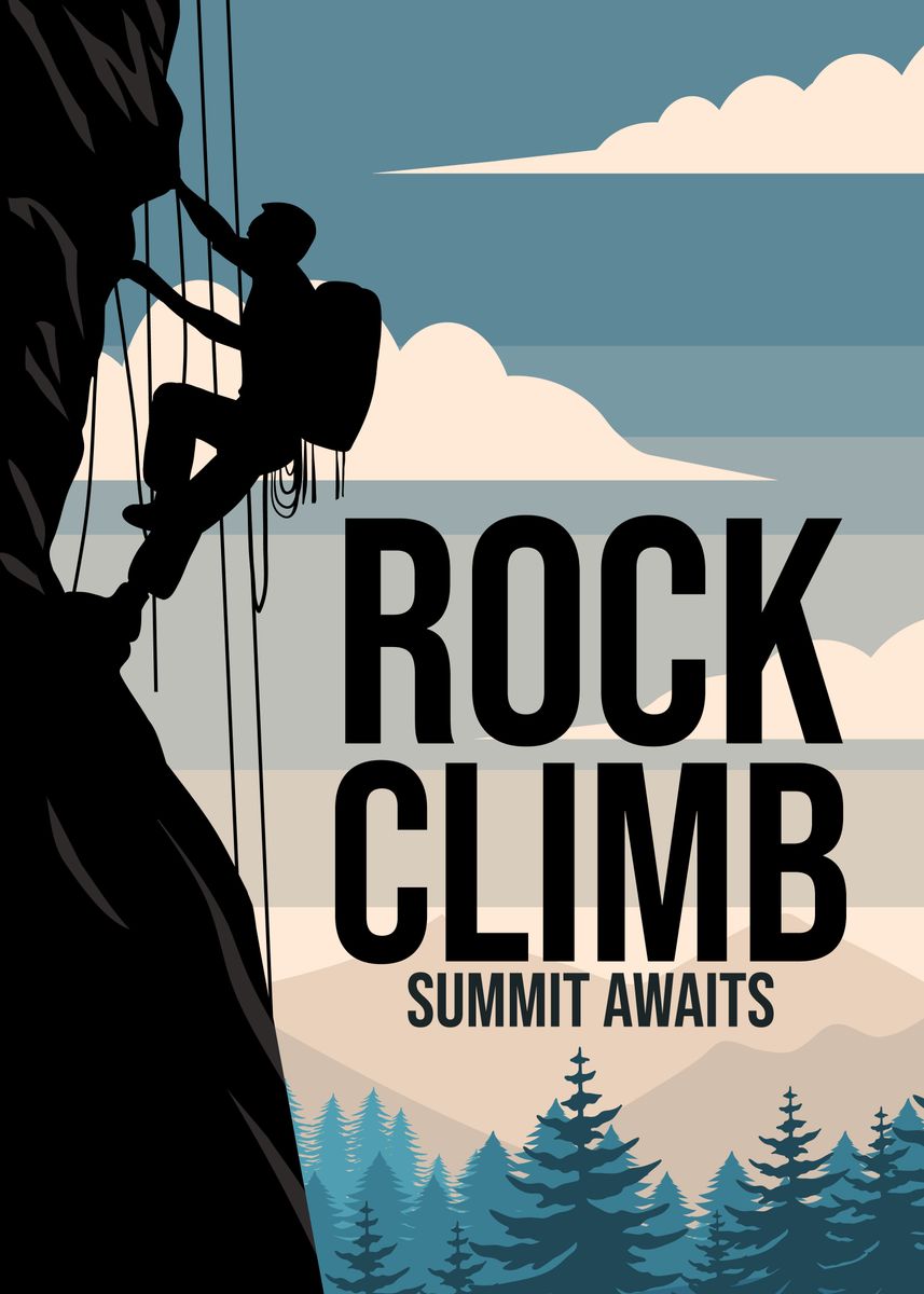 'Rock Climb Summit' Poster, picture, metal print, paint by taofik ...
